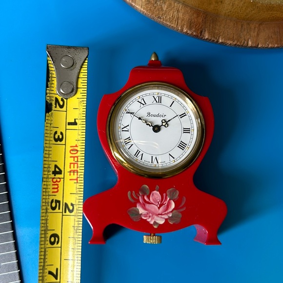 Vintage | Accents | Swiss Mini Boudoir Windup Red Table Clock For ...